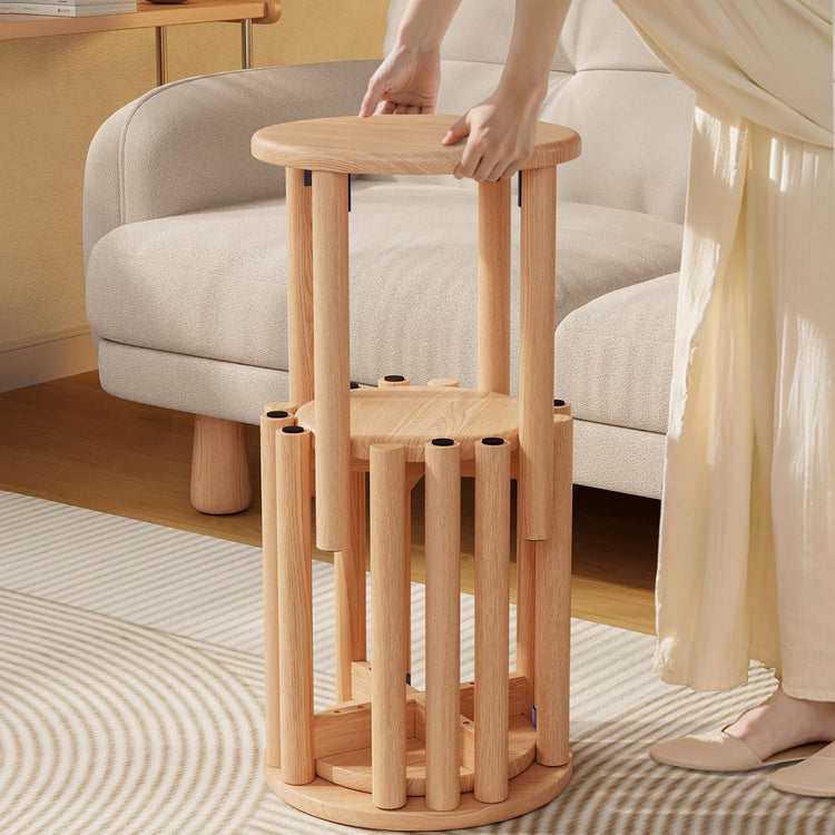Stylish & Space-Saving: Stackable Wooden Stools (Set of 4)!